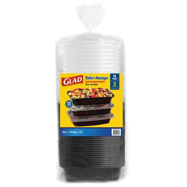 Glad Take-Aways Containers with Lids, 35 count