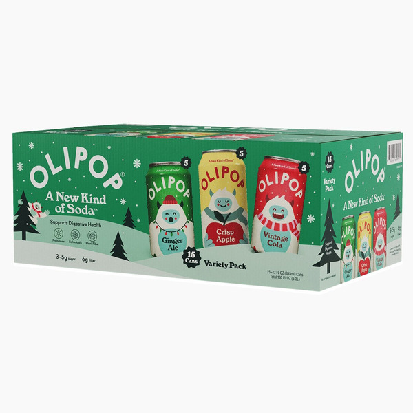 Olipop Soda, Holiday Variety Pack, 12 fl oz, 15 count
